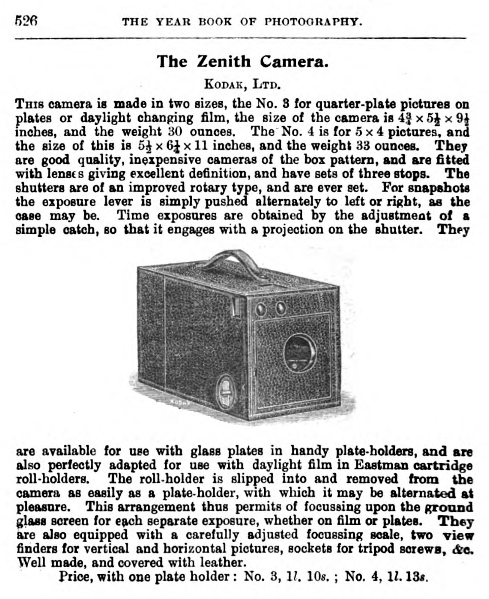 No. 4 Eureka and No. 4 Zenith cameras